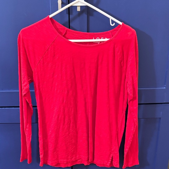 LOFT | Tops | Loft Vivid Red Long Sleeve Vintage Soft Top | Poshmark